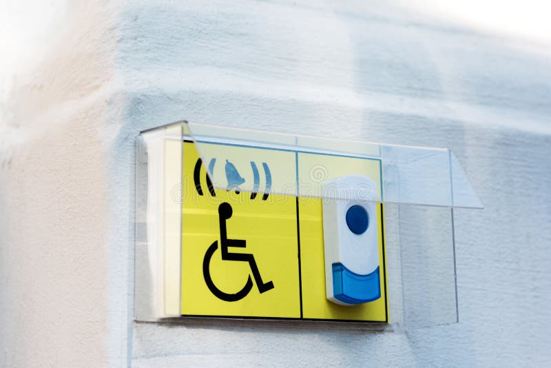 Disabled Sign with Signal Button Stock Photo - Image of handicap ...