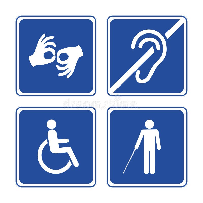 Vector Colorful Icon Set of Access Signs for Physically Disabled People ...