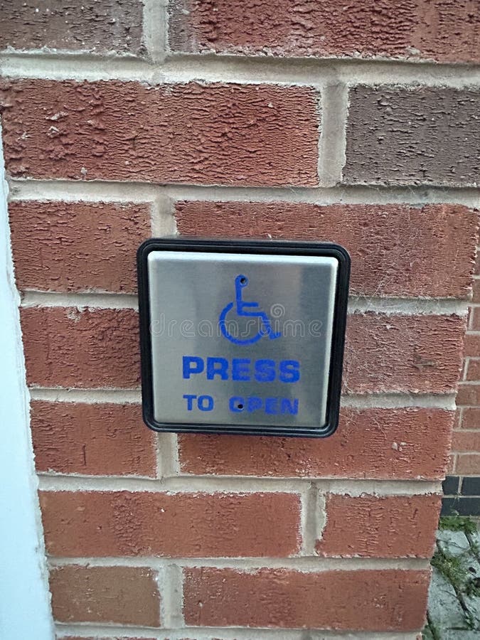 Disabled Square Door Access Button "Push To Open" Stock Photo - Image ...