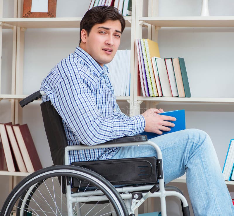 Disabled Student Studying in the Library Stock Image - Image of ...
