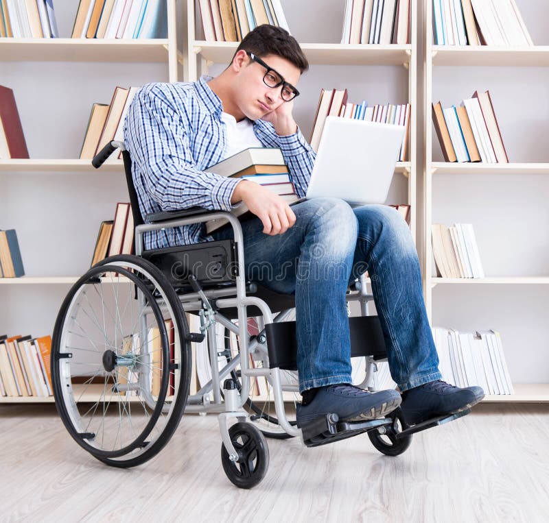Disabled Student Studying in the Library Stock Photo - Image of equal ...