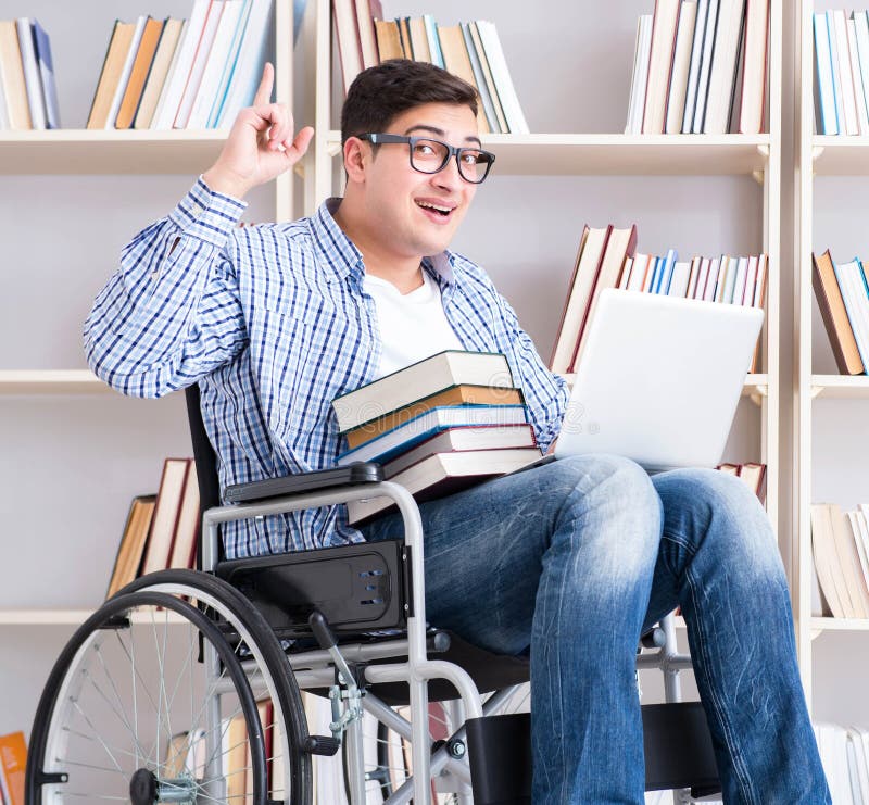 Disabled Student Studying in the Library Stock Image - Image of ...