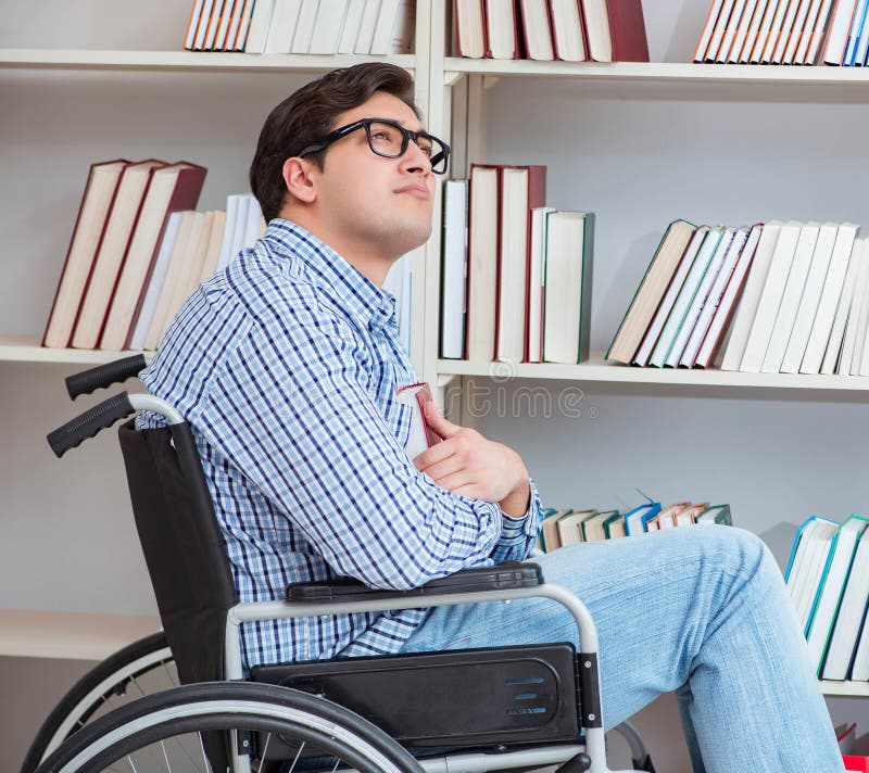 Disabled Student Studying in the Library Stock Photo - Image of college ...