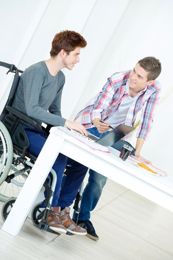 Disabled Student Studying and Preparing for College Exams Stock Photo ...
