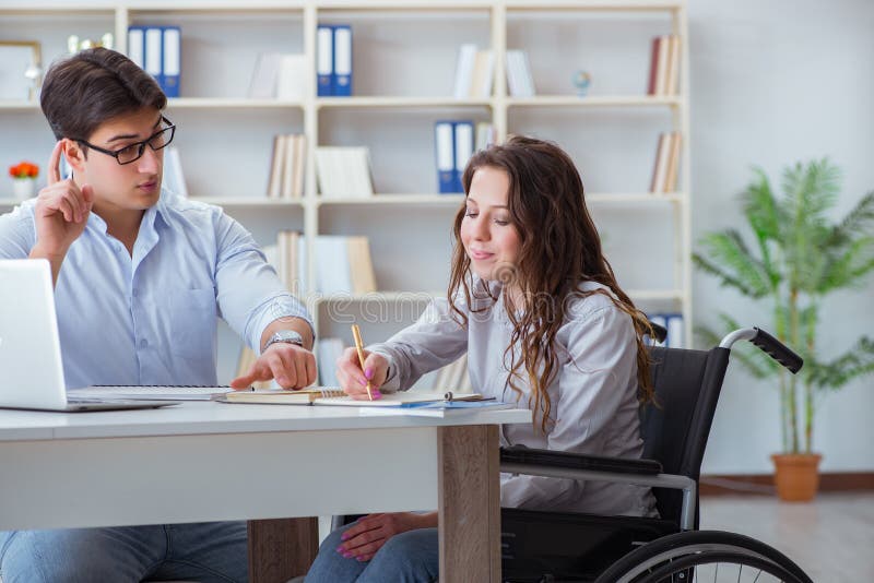 The Disabled Student Studying and Preparing for College Exams Stock ...