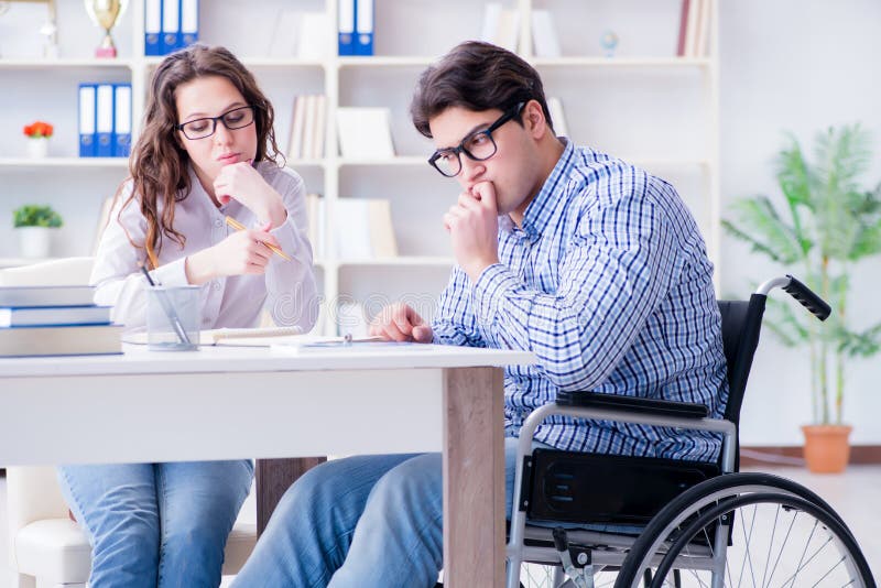 The Disabled Student Studying and Preparing for College Exams Stock ...