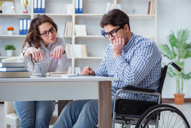 The Disabled Student Studying and Preparing for College Exams Stock ...