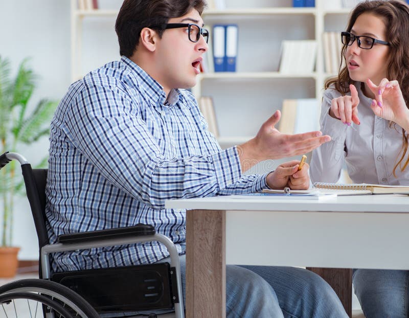 Disabled Student Studying and Preparing for College Exams Stock Photo ...