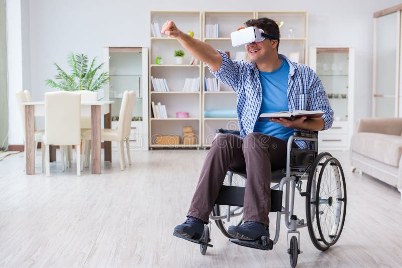 The Disabled Student Studying with Virtual Reality Glasses Stock Photo ...