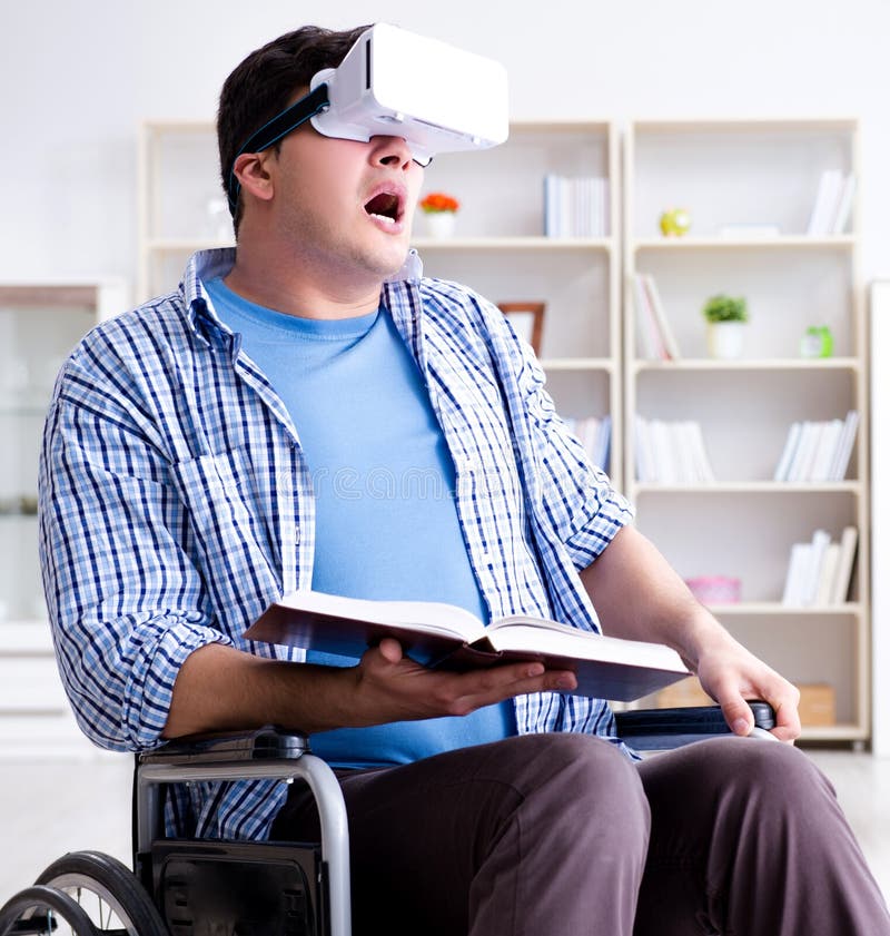 Disabled Student Studying with Virtual Reality Glasses Stock Photo ...