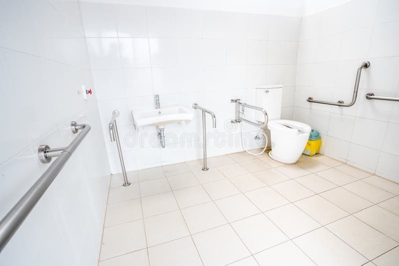 Handicap Accessible Bathroom Stall with Toilet Stock Image - Image of ...