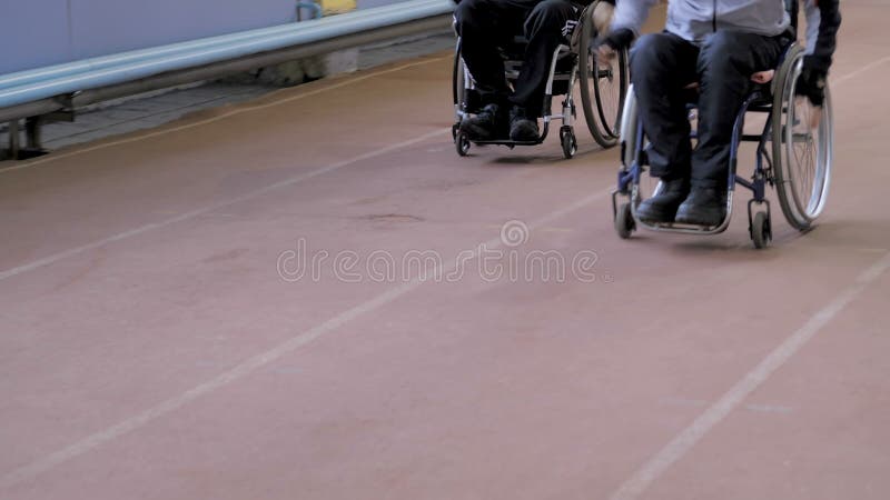 Disabled Wheelchair Athletes Competing in a Race Stock Footage - Video ...