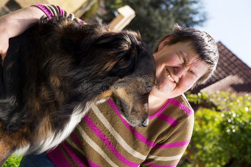 Disabled Woman and an Half Breed Dog Stock Image - Image of disabled ...