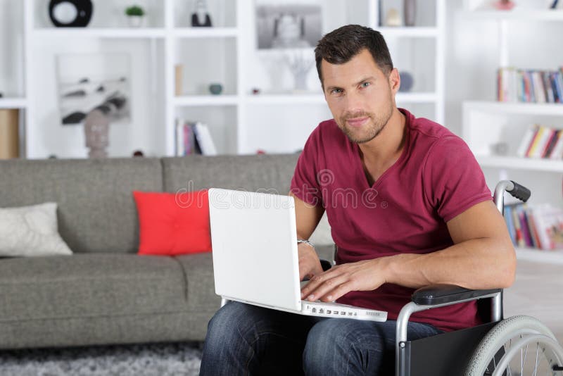 Disabled Woman Using Laptop Computer Stock Image - Image of optimistic ...