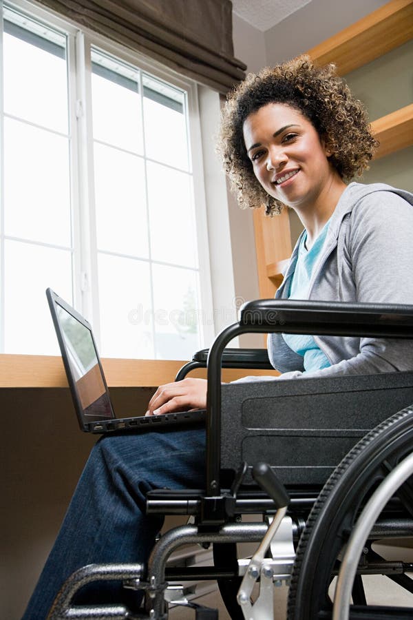 Disabled Woman Using a Laptop Computer Stock Photo - Image of camera ...