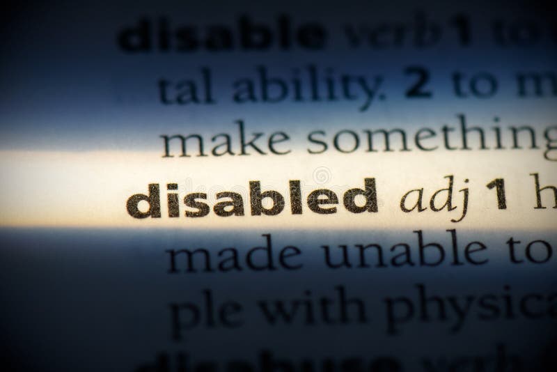 Word DISABLED Written on Asphalt Near Reserved Parking Space at Street ...