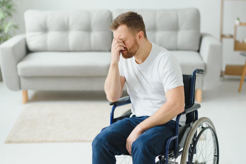 Disabled Young Man Suffering at Home Stock Photo - Image of accident ...