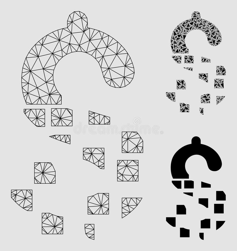 Disappear Dollar Vector Mesh 2D Model and Triangle Mosaic Icon Stock ...