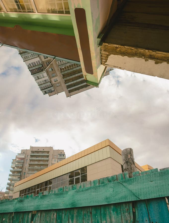 Disappearing Buildings in the Morning Reflection Abstract Stock Image ...