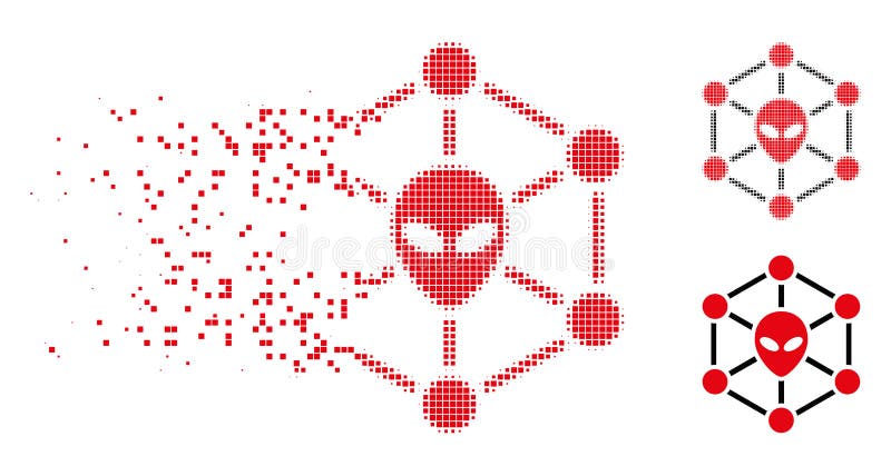 Disappearing Dotted Halftone Alien Network Icon Stock Vector ...