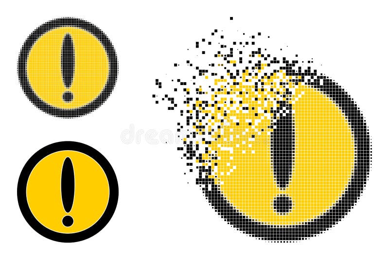 Disappearing Dotted Warning Circle Icon with Halftone Version Stock ...