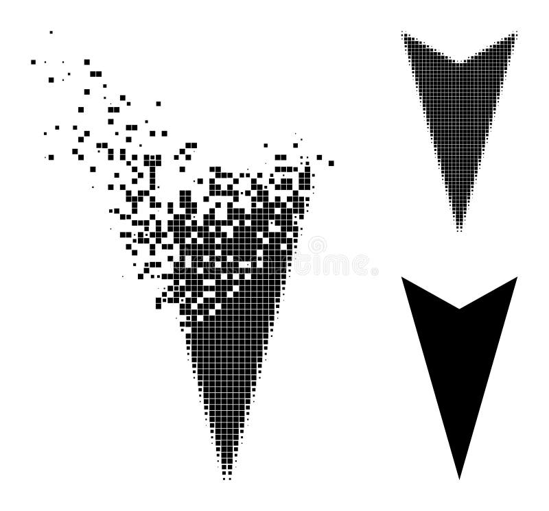 Disappearing and Halftone Pixelated Arrowhead Down Glyph Stock Vector ...