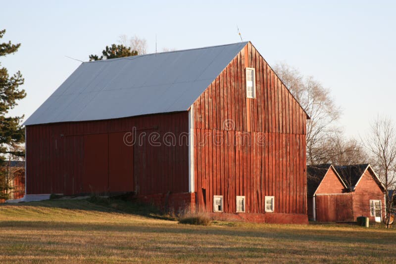 Red Barn in the Fading Sunlight Stock Photo - Image of stable ...