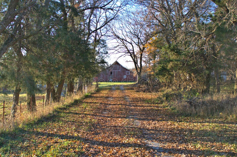 Old Barn at the End of the Driveway Stock Image - Image of silo ...