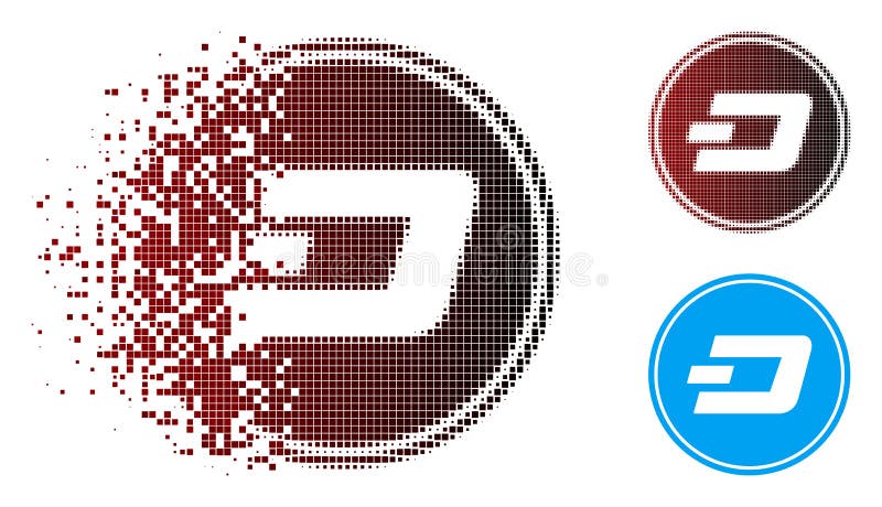 Disappearing Pixel Halftone Dash Coin Icon Stock Vector - Illustration ...