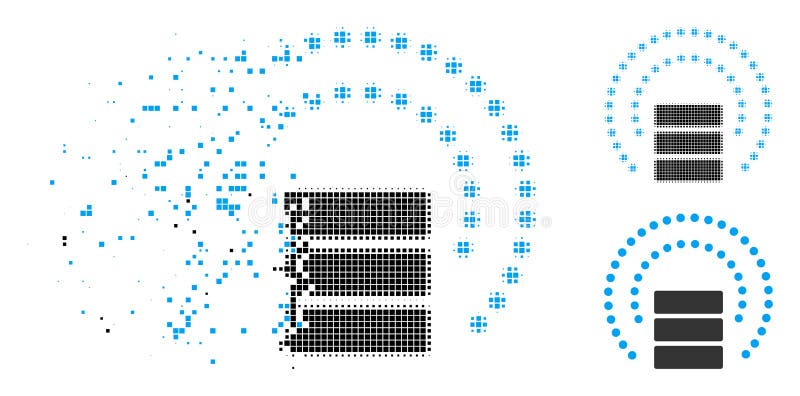 Disappearing Pixel Halftone Database Sphere Shield Icon Stock Vector ...