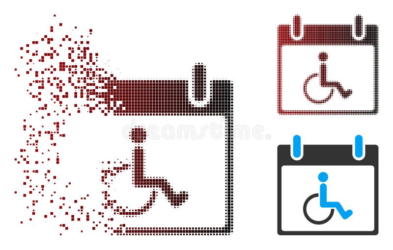 Disappearing Pixel Halftone Disabled Person Calendar Day Icon Stock ... Disappearing Pixel Halftone Disabled Person Calendar Day Icon Stock ...