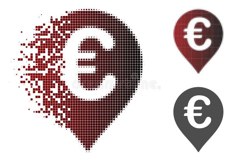 Disappearing Pixel Halftone Euro Map Marker Icon Stock Vector ... Disappearing Pixel Halftone Euro Map Marker Icon Stock Vector ...