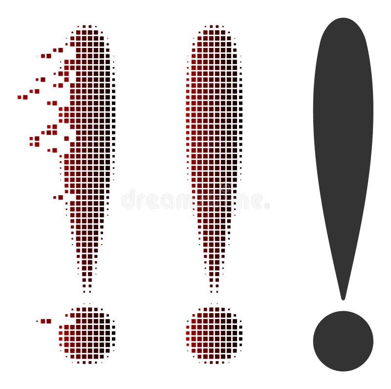 Disappearing Pixel Halftone Exclamation Sign Icon Stock Vector ...