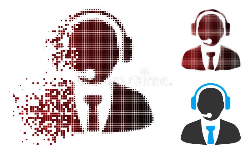 Disappearing Pixel Halftone Support Manager Icon Stock Vector ...