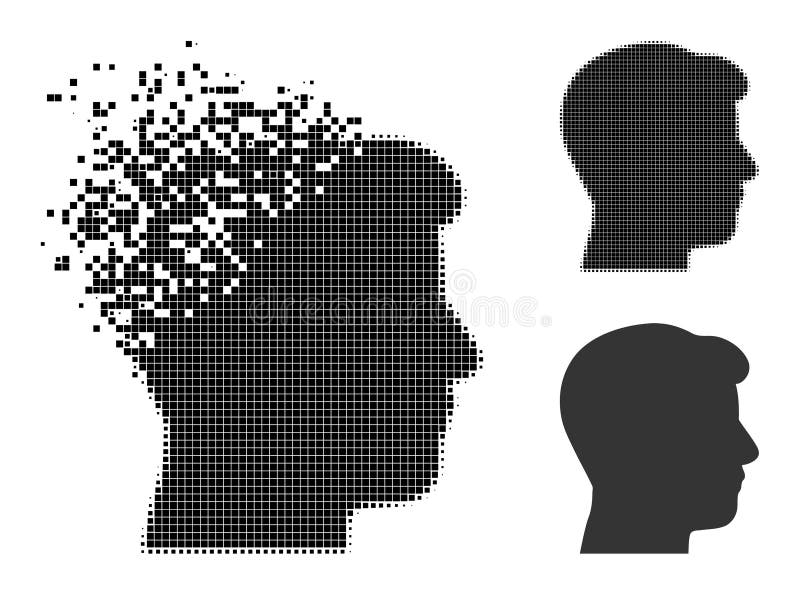 Disappearing Pixel Man Head Profile Icon with Halftone Version Stock ... Disappearing Pixel Man Head Profile Icon with Halftone Version Stock ...