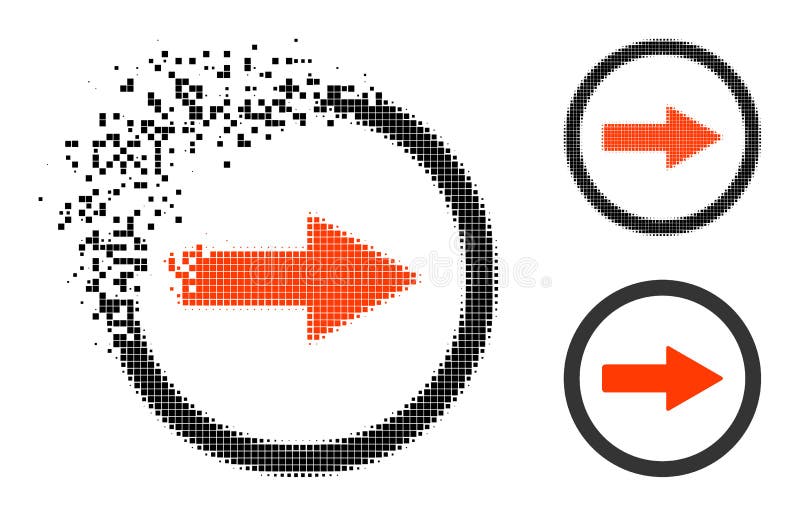 Disappearing Pixel Rounded Right Arrow Icon with Halftone Version Stock ... Disappearing Pixel Rounded Right Arrow Icon with Halftone Version Stock ...