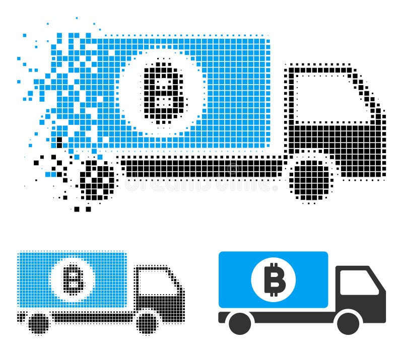 Disappearing Pixelated Halftone Bitcoin Delivery Lorry Icon Stock ... Disappearing Pixelated Halftone Bitcoin Delivery Lorry Icon Stock ...