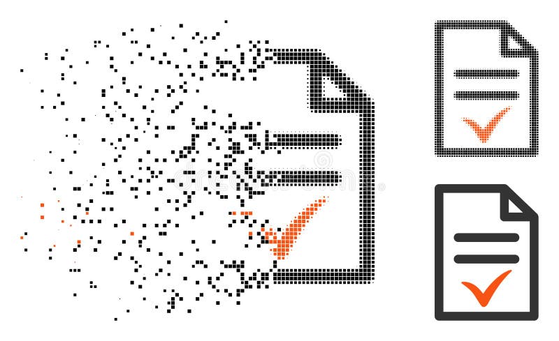 Disappearing Pixelated Halftone Valid Document Icon Stock Vector ...