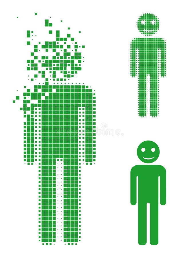 Disappearing Pixelated Happy Person Icon with Halftone Version Stock ... Disappearing Pixelated Happy Person Icon with Halftone Version Stock ...