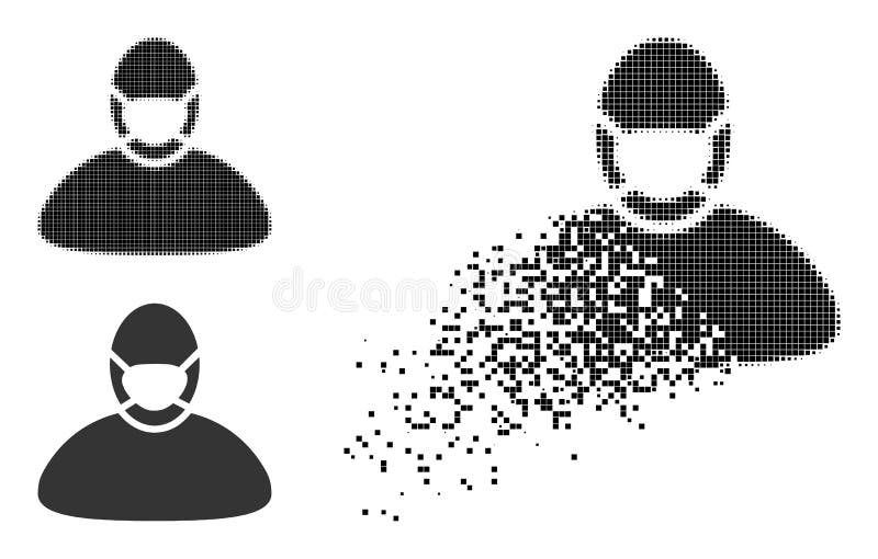 Disappearing Pixelated Masked Man Icon with Halftone Version Stock ...