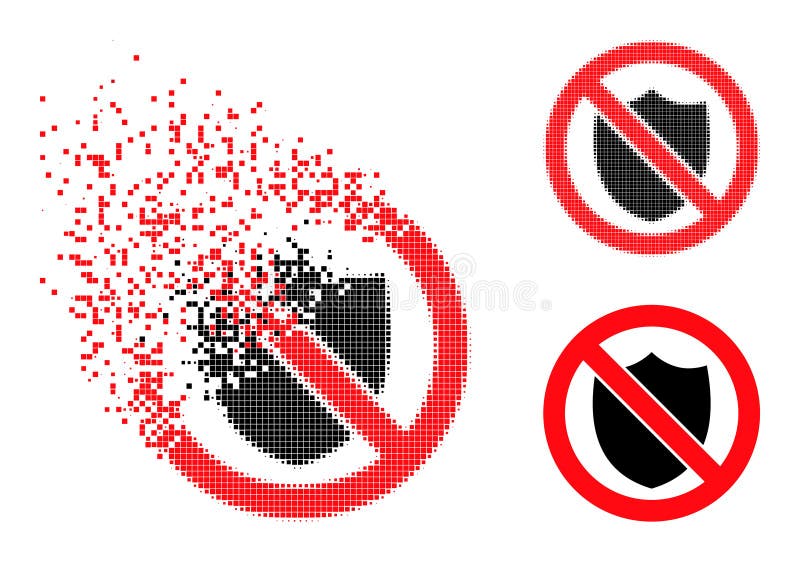 Erosion and Halftone Pixel No Shield Icon Stock Vector - Illustration ...