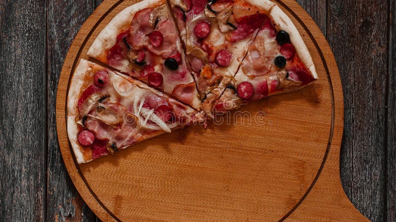 Disappearing Pizza Hands Taking All the Pieces. Stop Motion Pizza ...