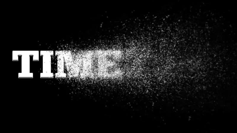 Disappearing Time Text into Tiny Particles with Plain Black Background ...