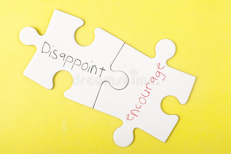 Disappoint and Encourage Words Stock Photo - Image of expectation ...