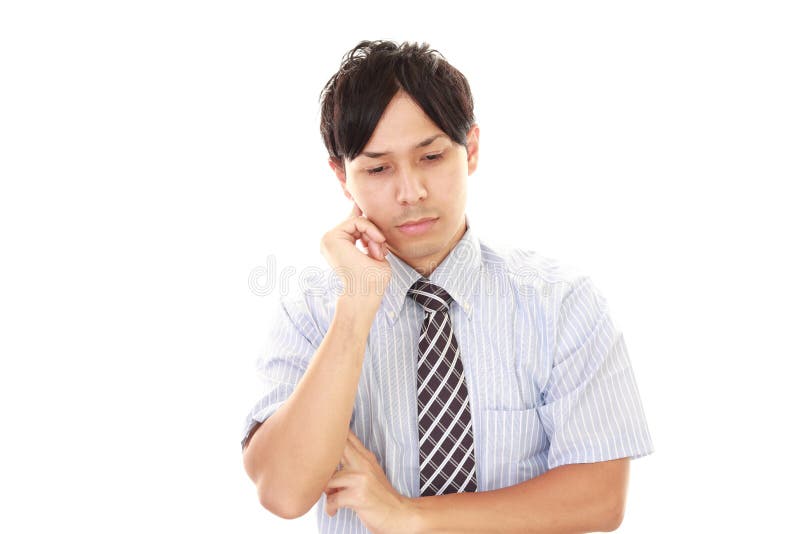 Disappointed Asian Man Received Letter, Man Reading Bad Message ...