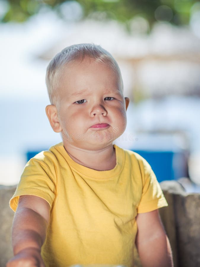 Disappointed Baby Stay in Park Stock Image - Image of looking ...