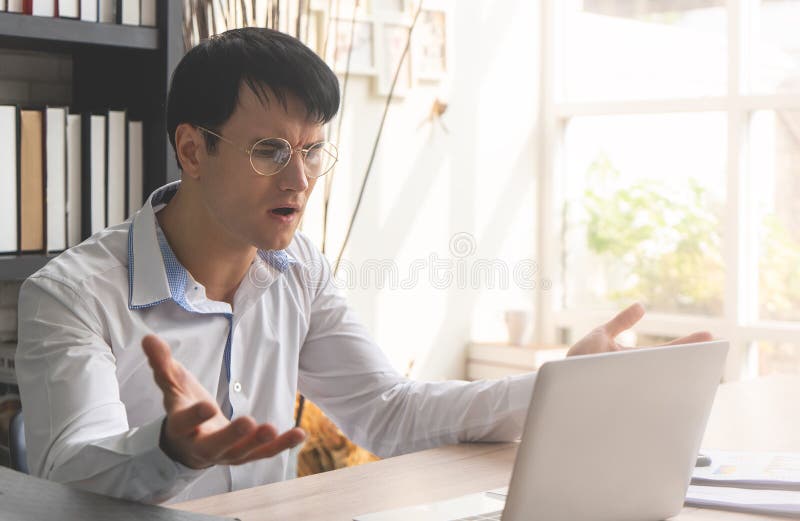 Disappointed Business Man Looking at Computer Stock Photo - Image of ...