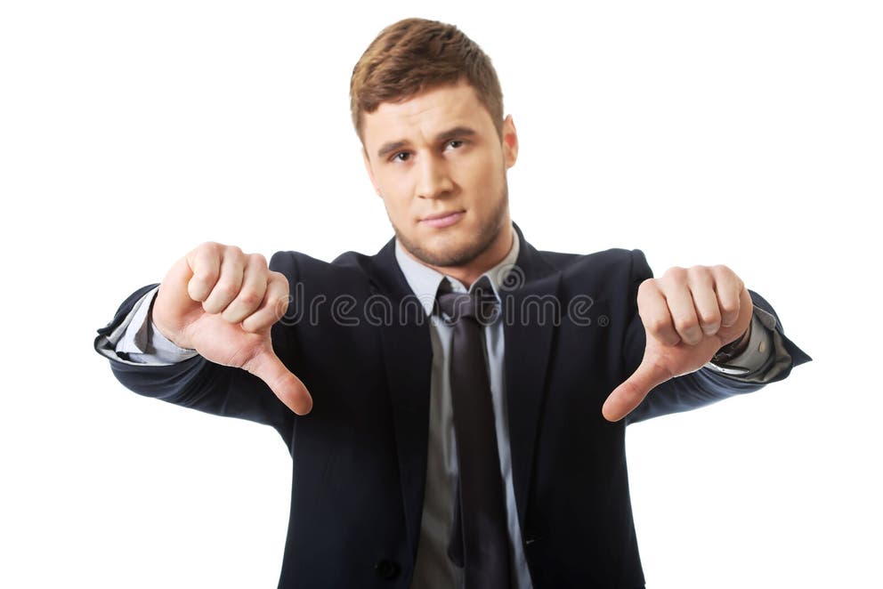 Disappointed Business Man with Thumb Down. Stock Photo - Image of ...
