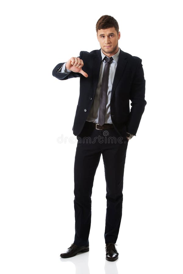 Disappointed Business Man with Thumb Down. Stock Image - Image of ...