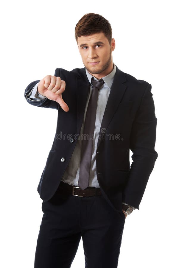 Disappointed Business Man with Thumb Down. Stock Image - Image of ...